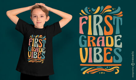 First Grade Vibes T-shirt Design PSD Editable Template