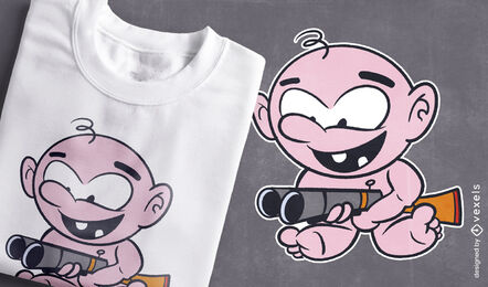 Baby With Gun T-shirt Design Vector Download