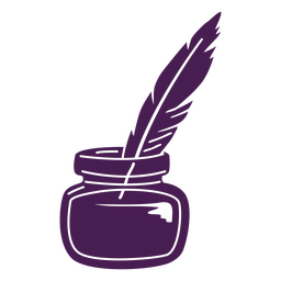 Purple Ink Jar With A Feather In It PNG & SVG Design For T-Shirts