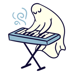 White Ghost Playing A Keyboard PNG & SVG Design For T-Shirts