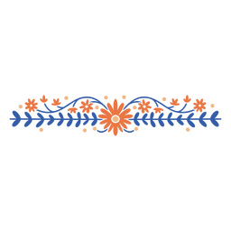 Orange And Blue Floral Border PNG & SVG Design For T-Shirts