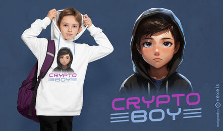 Young Crypto Boy T-shirt Design Vector Download