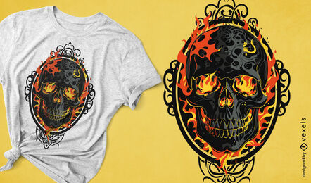 Fiery Skull T-shirt Design Vector Download