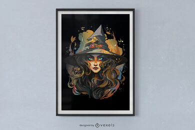 Witch Portrait Poster Design PSD Editable Template
