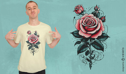 Elegant Roses T-shirt Design Vector Download