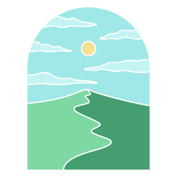 Cartoon Illustration Of A Hill With A Sun In The Sky PNG & SVG Design ...