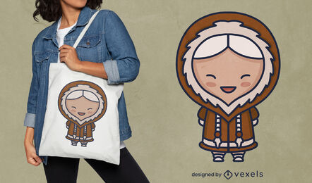 Inuit Culture Character Tote Bag Design Vector Download