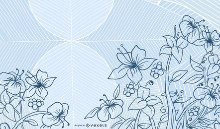 Blue Floral Line Style Background Vector Download