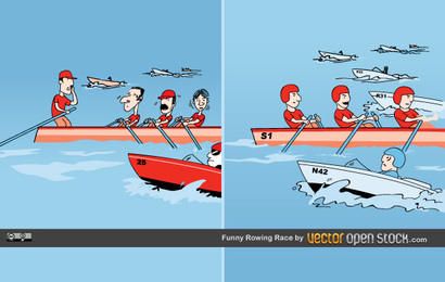 Funny Rowing Race Design Vector Download