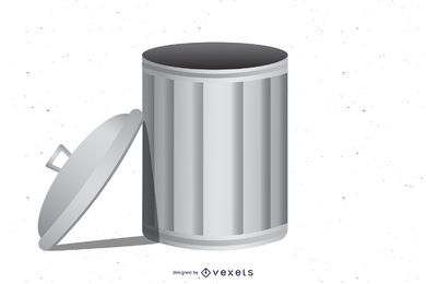 Trash Can Gray Metallic Vector Download