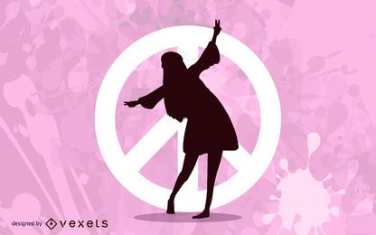 Dancing Girl Over Peace Symbol Vector Download