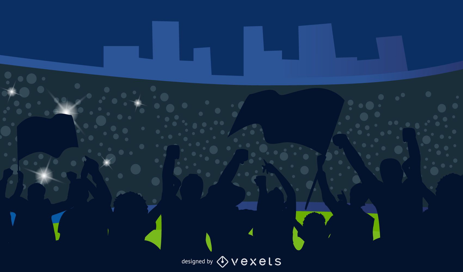 Torcedores De Futebol Torcendo Silhueta - Baixar Vector