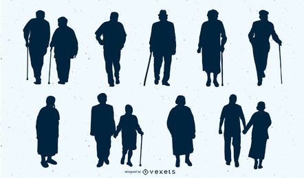 Descarga Vector De Conjunto De Personas De Edad Adulta Silueta