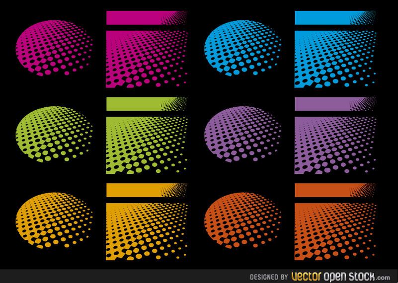 Halftone Designs In Several Colours - Vector Download