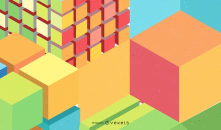 Colorful 3D Cubes Background Vector Download