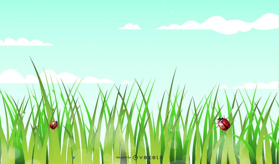 Fondo Verde Brillante Con Pastos - Descargar Vector