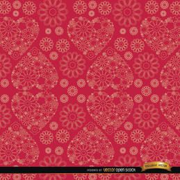 Flowers And Hearts Red Pattern Background Vector Download