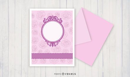 Round Frame Pink Floral Card Vector Download