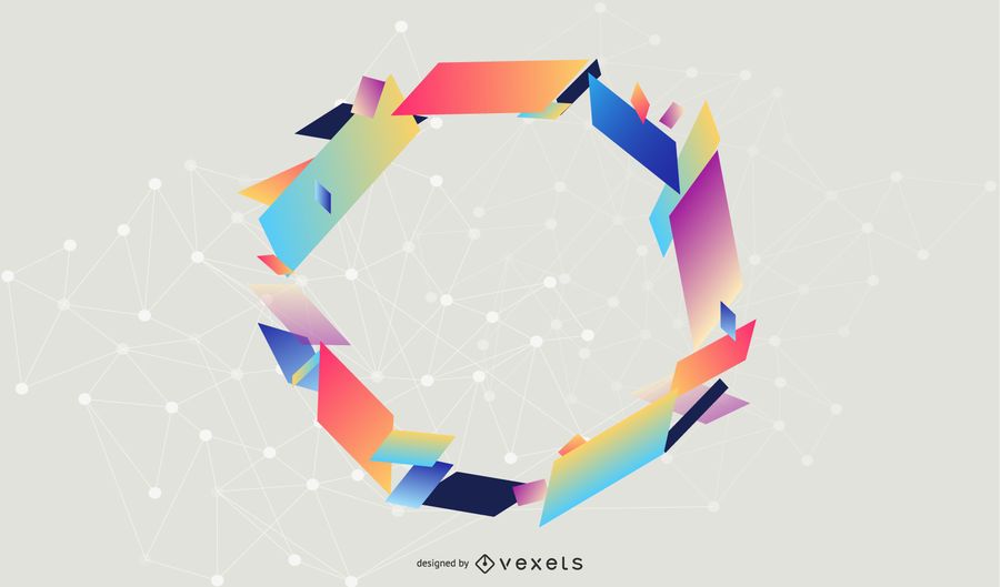 Banner De Triángulos De Marco Circular Colorido - Descargar Vector