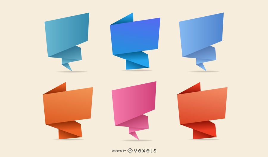 Paquete De Letreros De Origami Abstracto - Descargar Vector