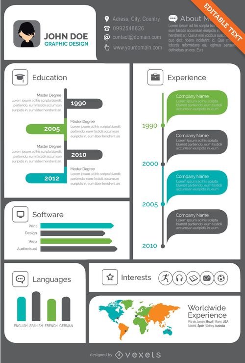Creative Visual Resume CV Vector Download