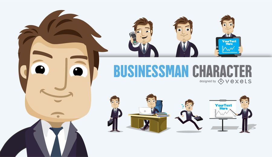 Download Vector - Businessman Cartoon character several poses ... Download Vector - Businessman Cartoon character several poses ...