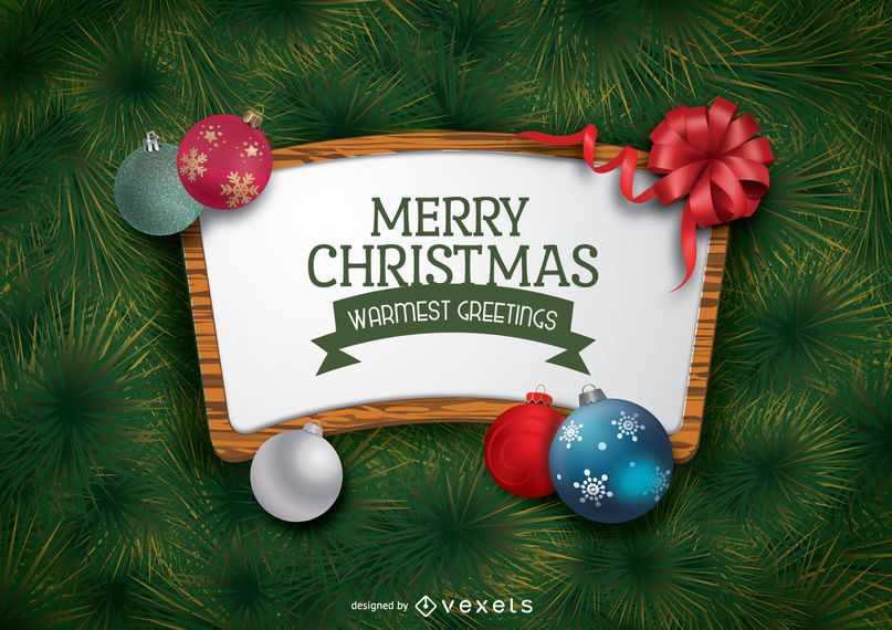 Christmas sign with ornaments - Vector download