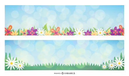 Spring Bokeh Banners Vector Download