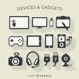 Electronic Devices Long Shadow Icons Vector Download