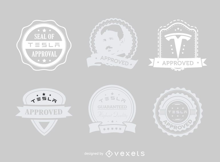 Tesla Approved Hipster Label Set - Vector Download