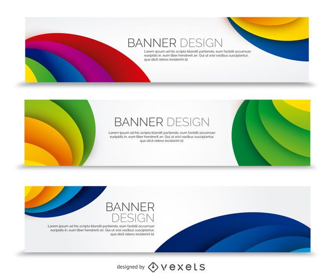 Colorful Banner Set With Curves - Vector Download