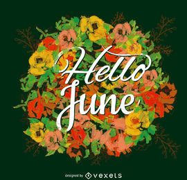 June Floral Typography Vector Download