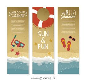 Summer Shore Banner Set Vector Download