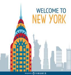 New York Postcard Illustration Vector Download