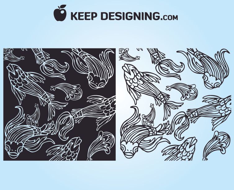 Descarga Vector De Fondo De Pantalla De Funky Line Art Fish