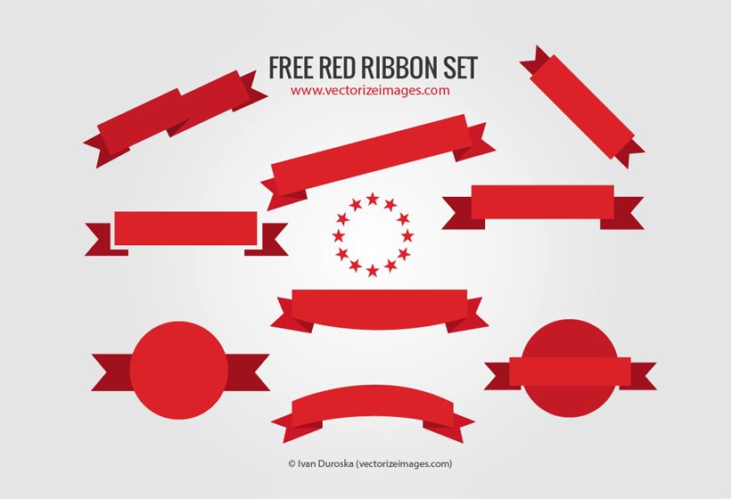 Flat Red Ribbon Banner Set - Vector download